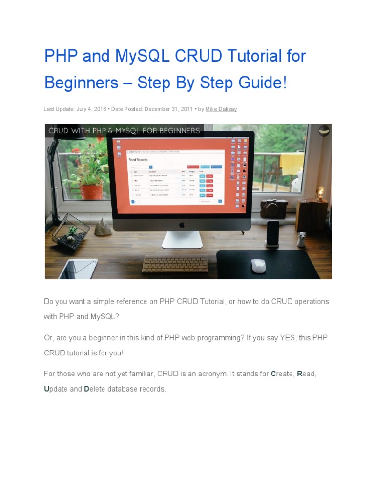 PHP and Mysql Crud Tutorial For Beginners Step by Step Guide PDF | PDF