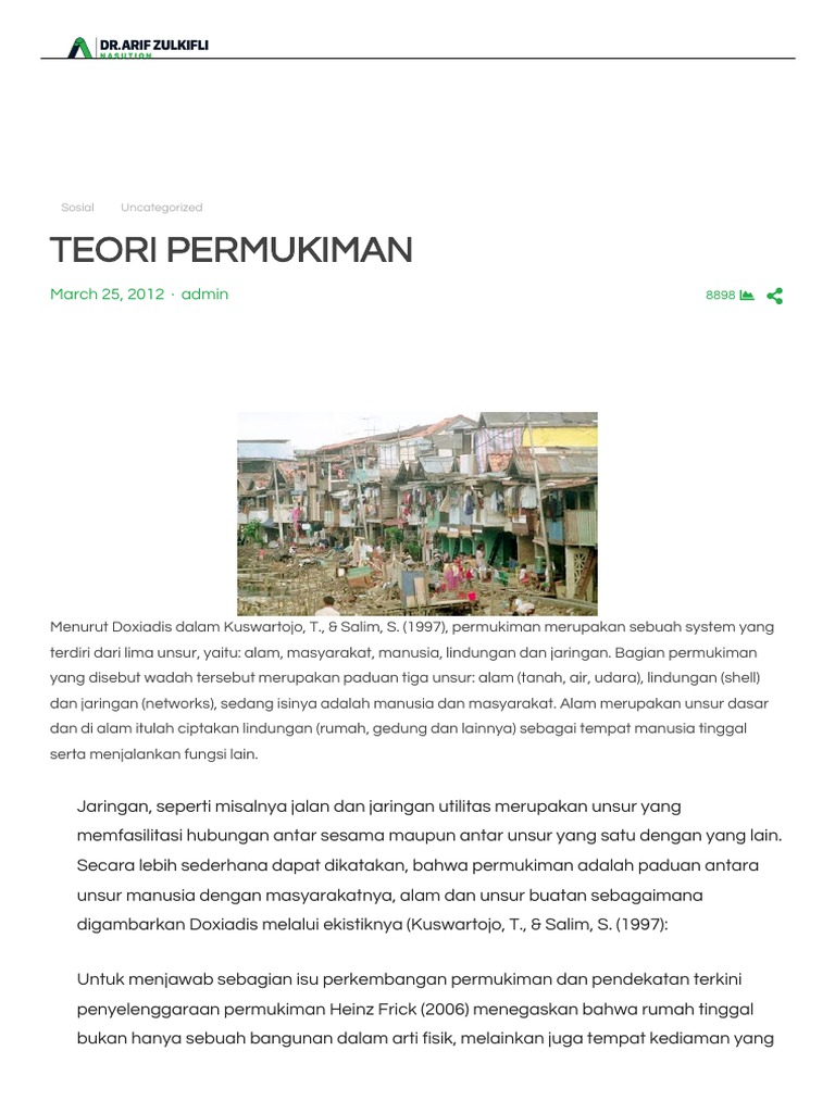TEORI PERMUKIMAN DR. Arif Zulkifli Nasution | PDF