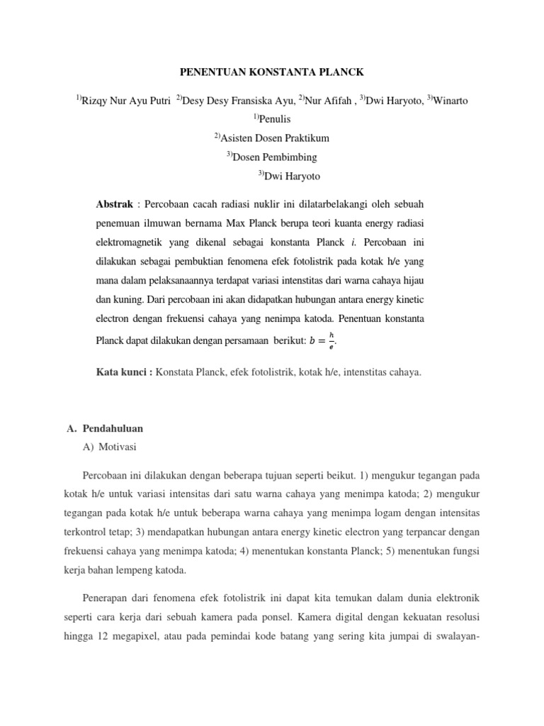 Penentuan Konstanta Planck | PDF