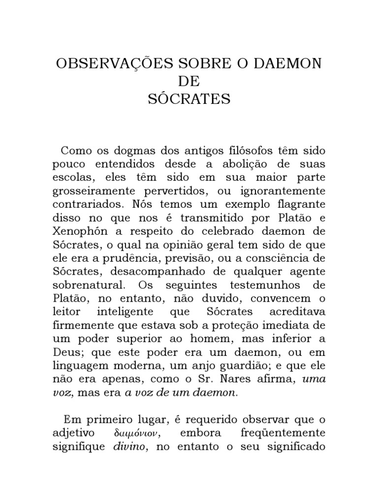 Thomas Taylor - Observações Sobre o Daemon de Sócrates | PDF | Filosofia