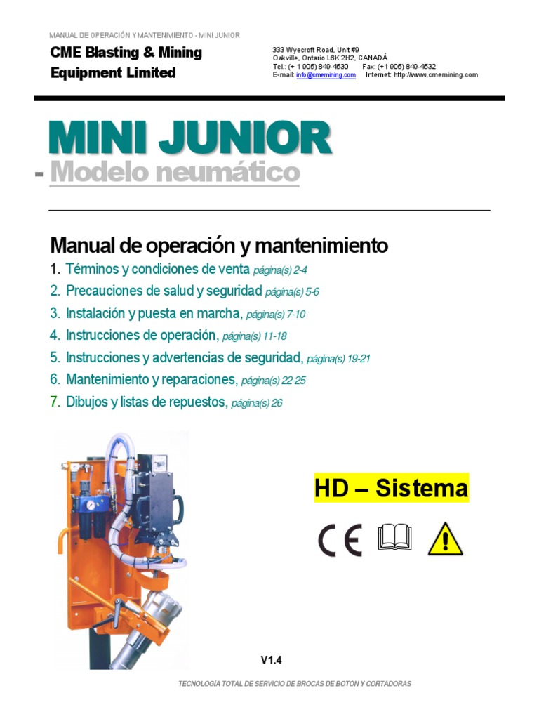 Mini Junior - Operator and Maintenance Manual (HD) v.1.4 - Spanish PDF ...