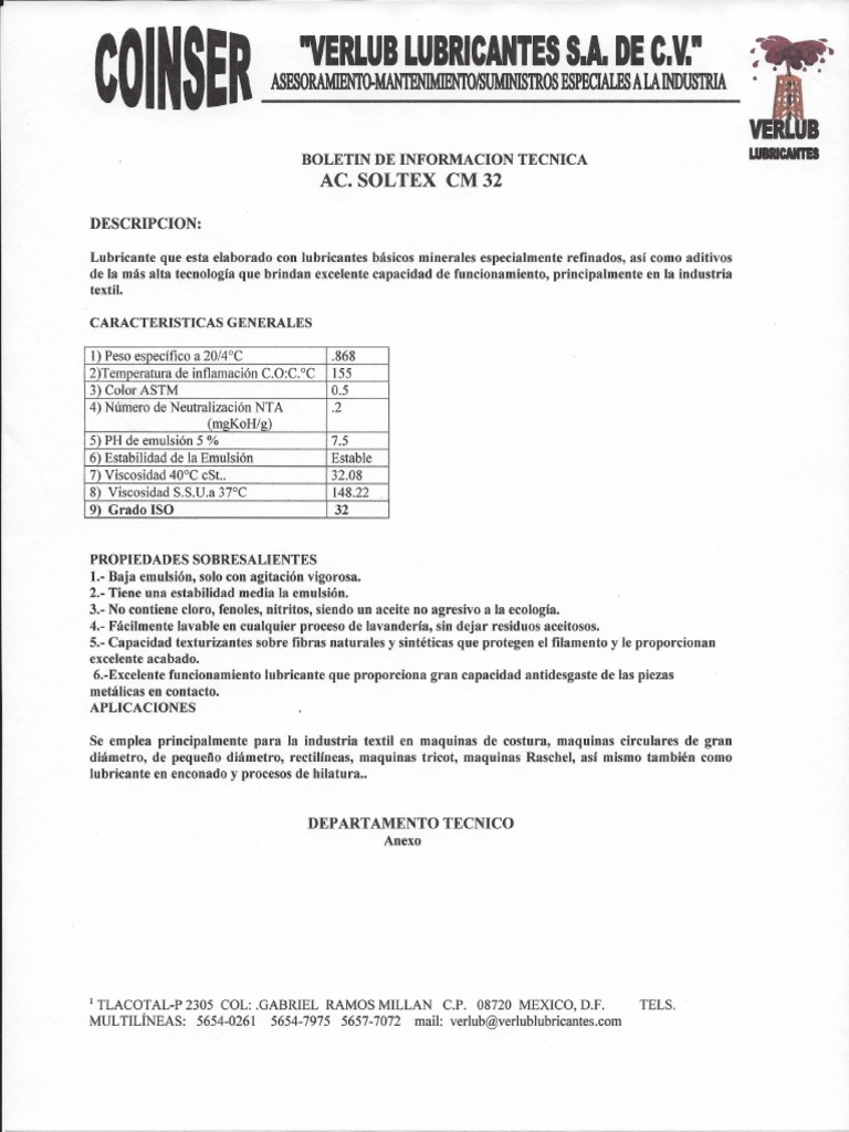 Ficha Tecnica Sol-Tex 32 PDF | PDF