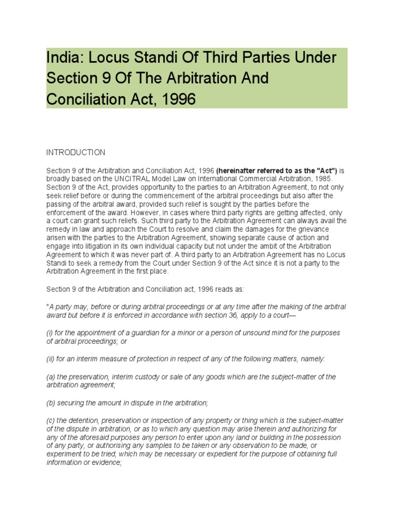 India Locus Standi | PDF | Arbitration | Standing (Law)