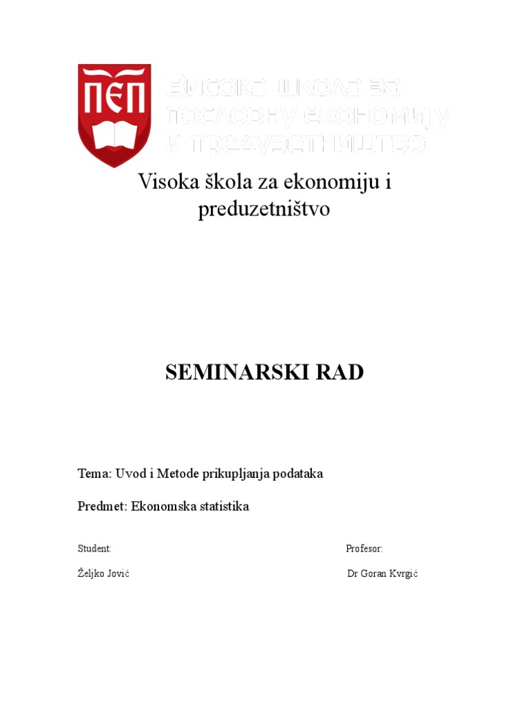 Seminarski Rad-Statistika | PDF