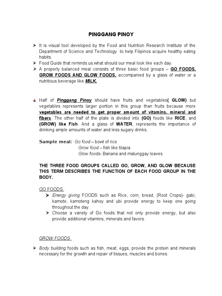 Pinggang Pinoy | PDF | Foods | Nutrition