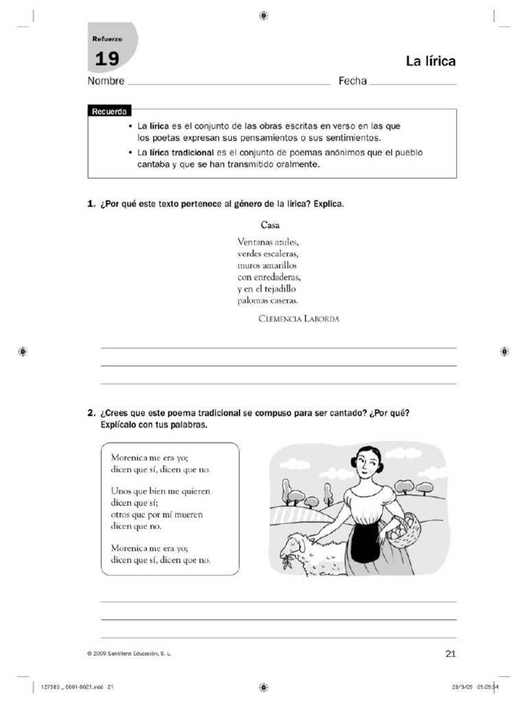 Actividades GÉNERO LÍRICO | PDF