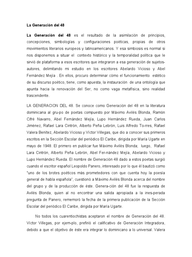 Características de la Generación del 48 | PDF | Clásicos