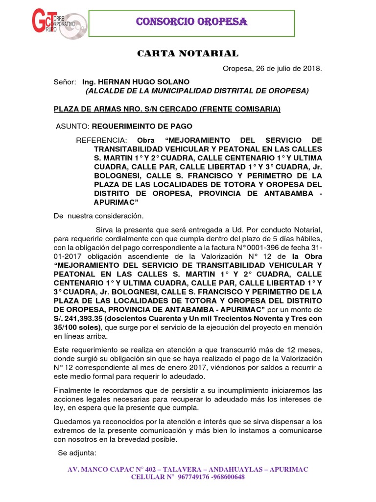 Carta Notarial | PDF
