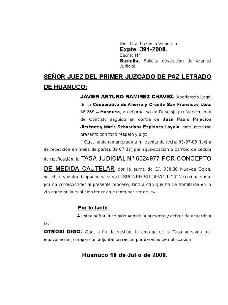 Devolucion de Tasa Judicial | PDF