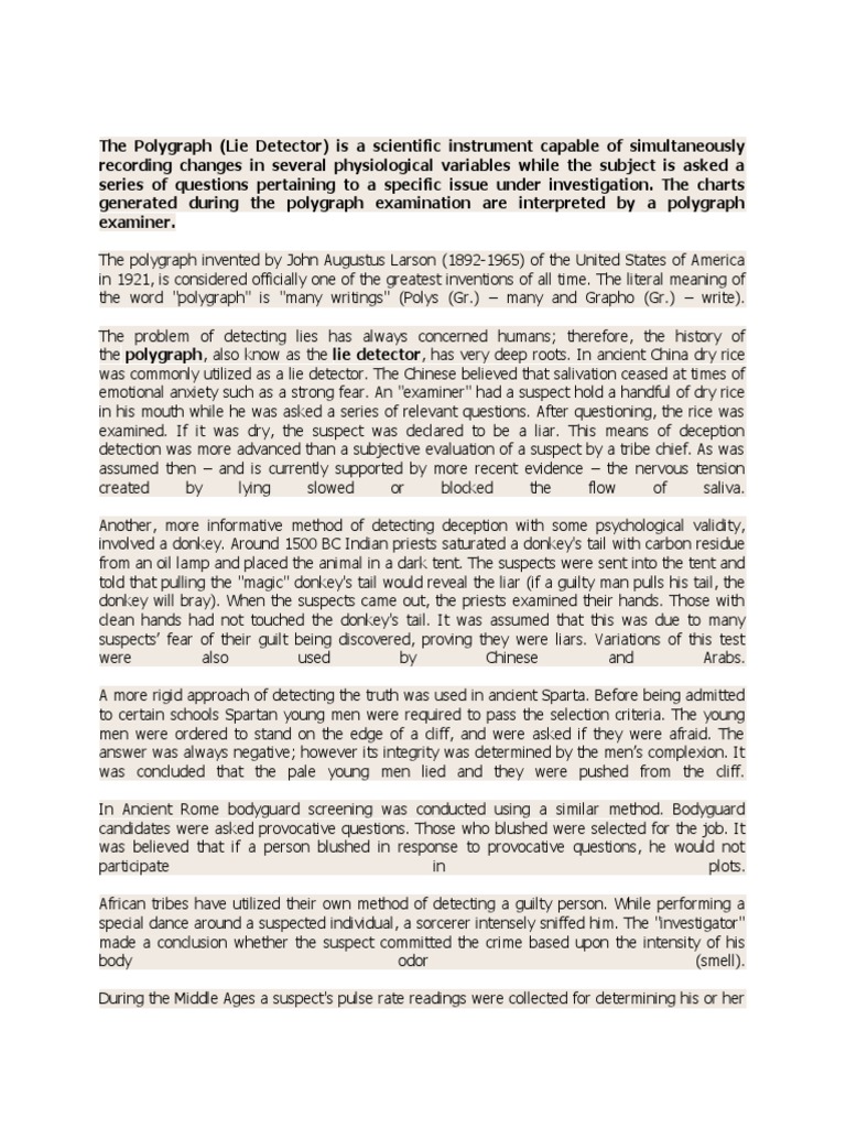 The Polygraph History | PDF