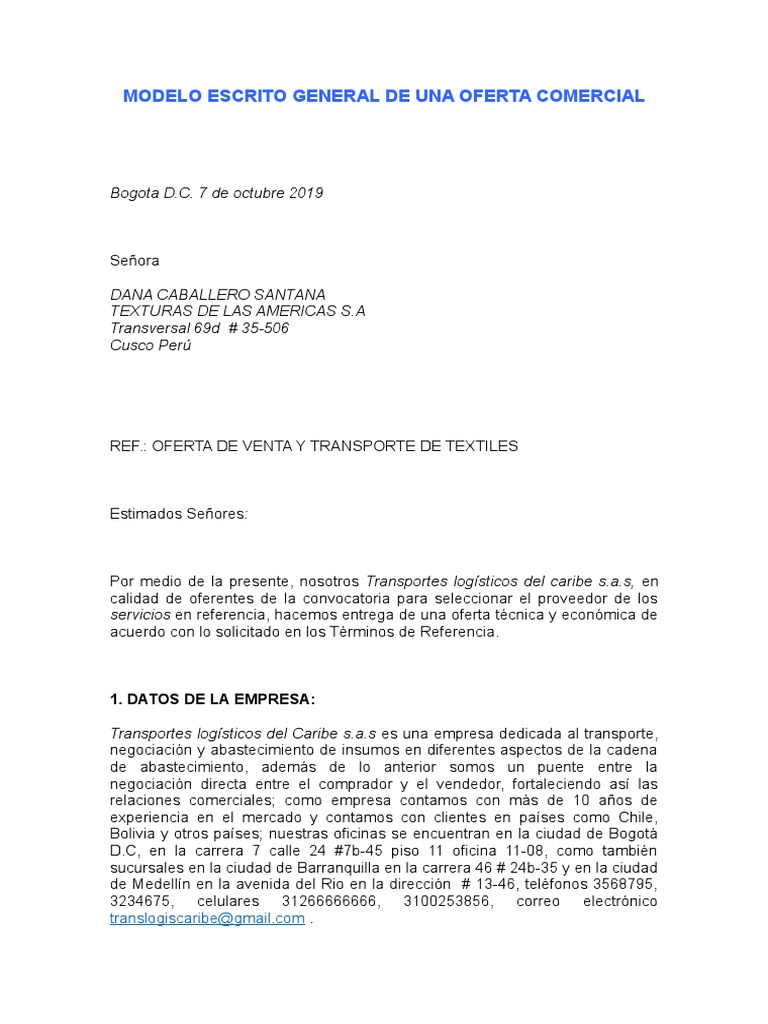 Ejemplo de Propuesta Comercial | PDF