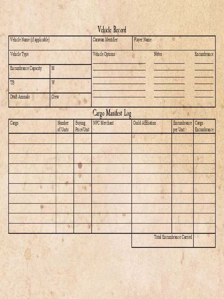 WFRP Cargo-Manifest | PDF