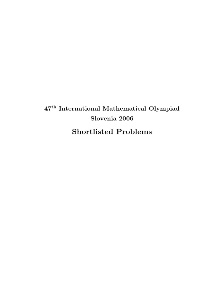 IMO Shortlist 2006 Original Without Solutions | PDF
