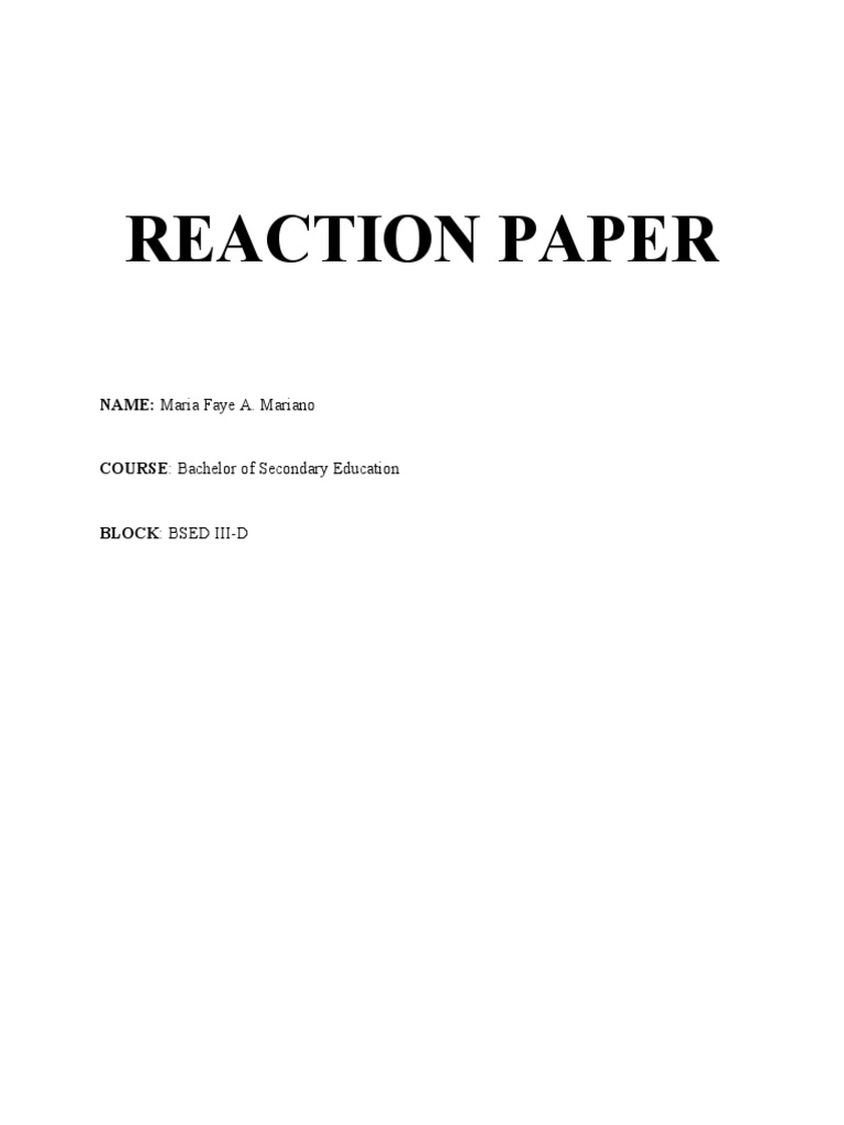 Reaction Paper | PDF