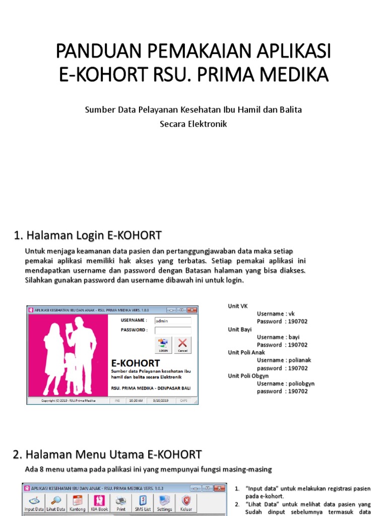 Panduan Pemakaian Aplikasi E-Kohort Rsu | PDF