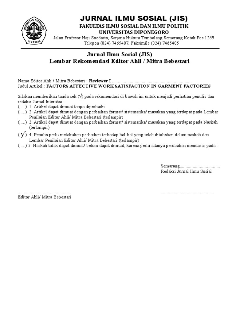 Form Rekomendasi Reviewer - Reviewer I | PDF