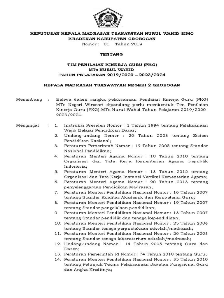 SK Tim PKG 2019 Sampai 2024 | PDF