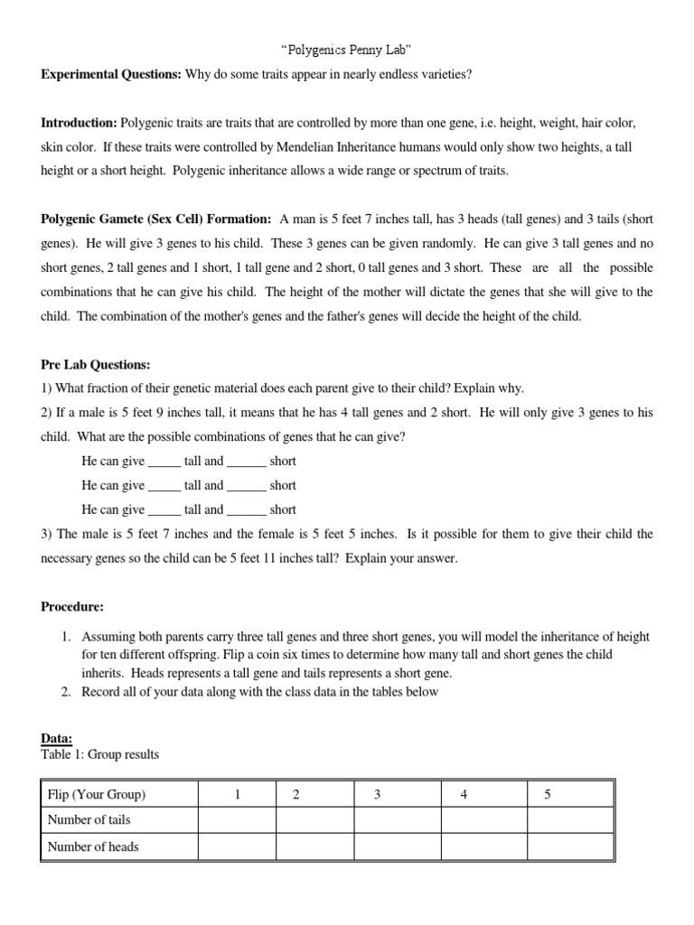 Polygenics Penny Lab PDF | PDF