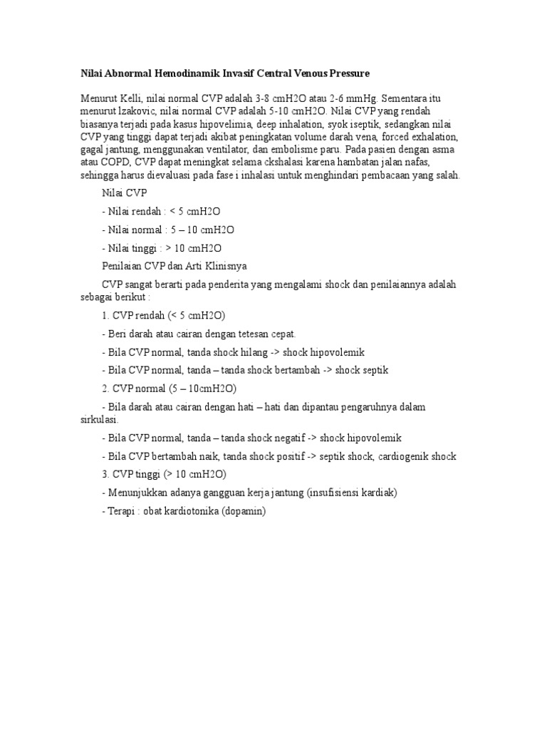 Hemodinamic Abnormal CVP | PDF