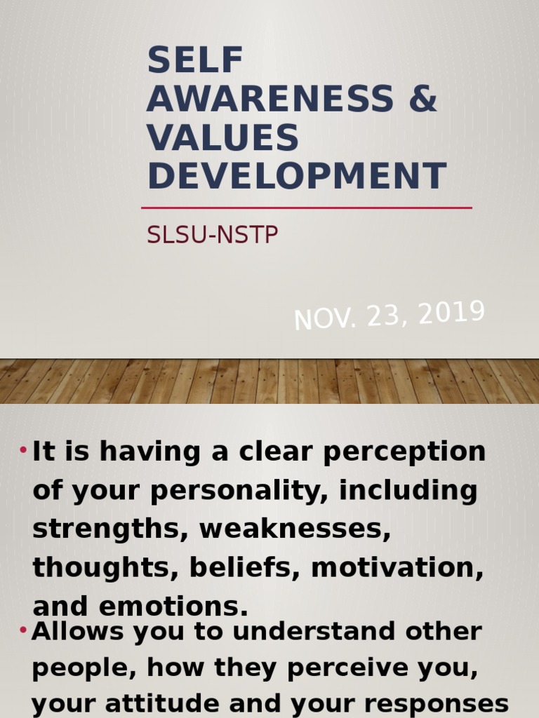 Self Awareness Values Development | PDF