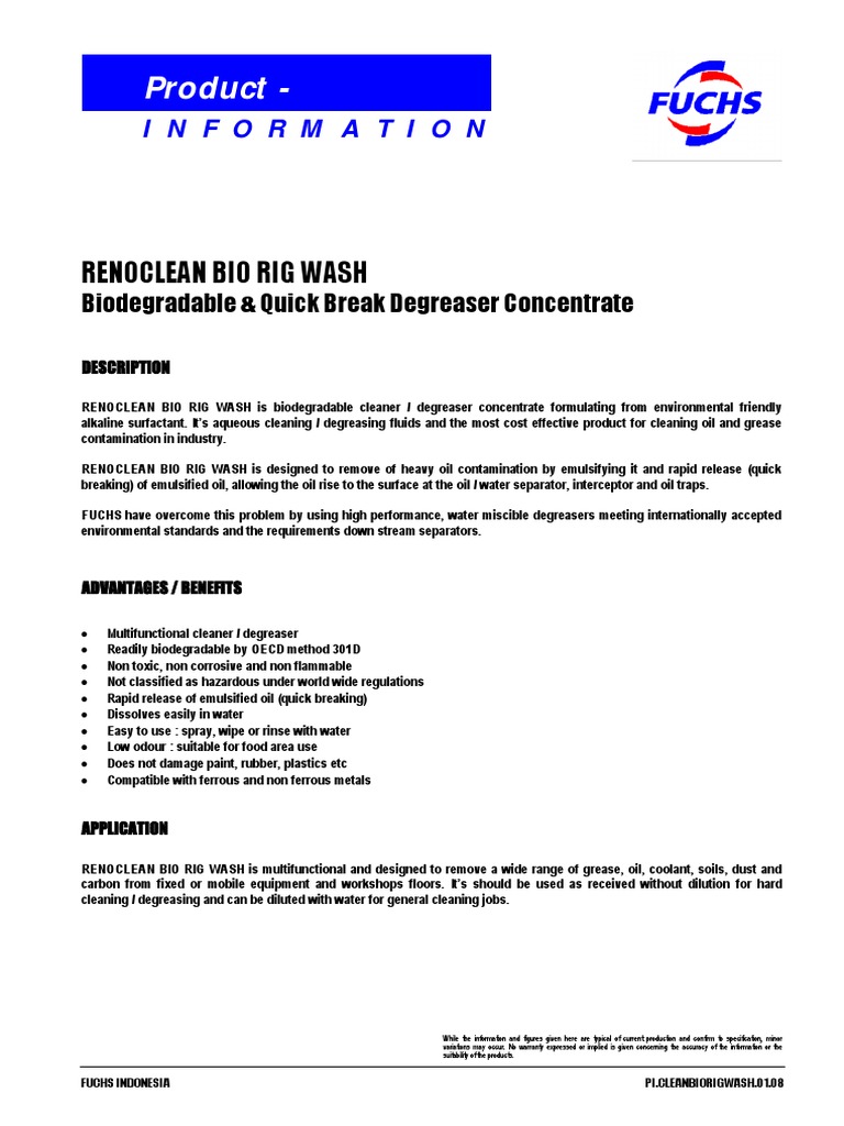 Renoclean Bio Rig Wash | PDF