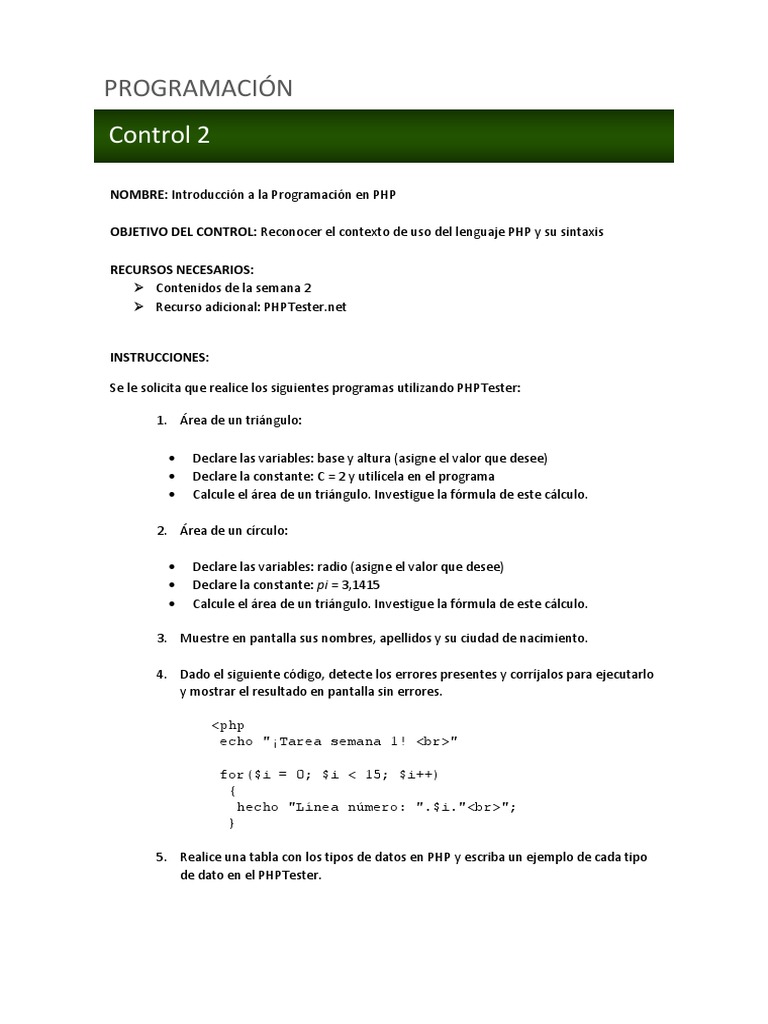 02 Programacion Controlv1 | PDF | Informática