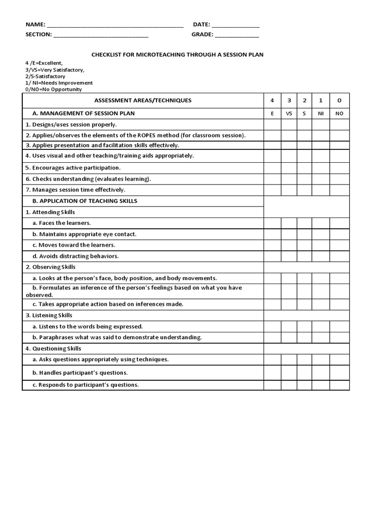 Micro Teaching Rubric | PDF