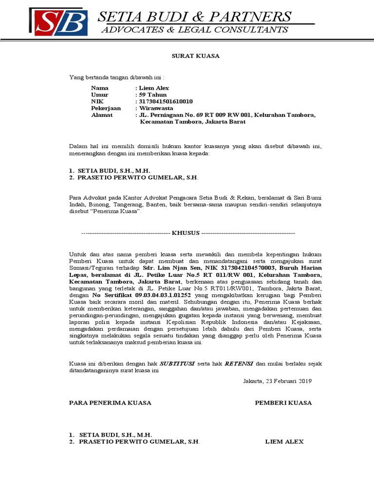 Surat Kuasa Somasi | PDF