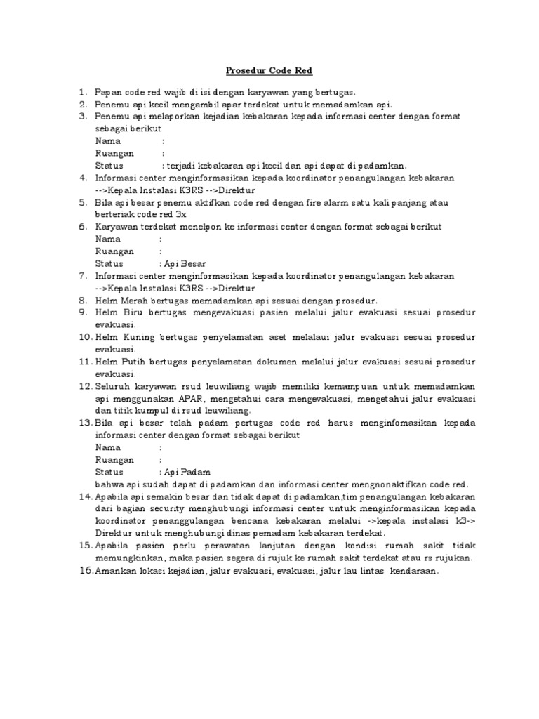 Prosedur Code Red 2 | PDF