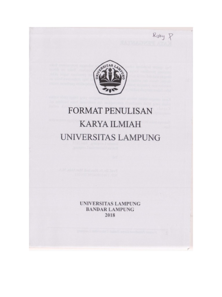 Format Penulisan Karya Ilmiah UNILA 2018 PDF | PDF