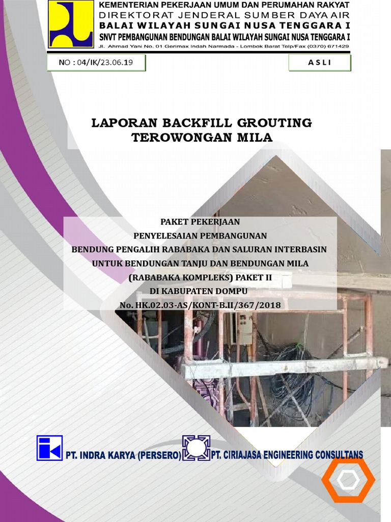01 Laporan Backfill Grouting Terowongan Mila | PDF