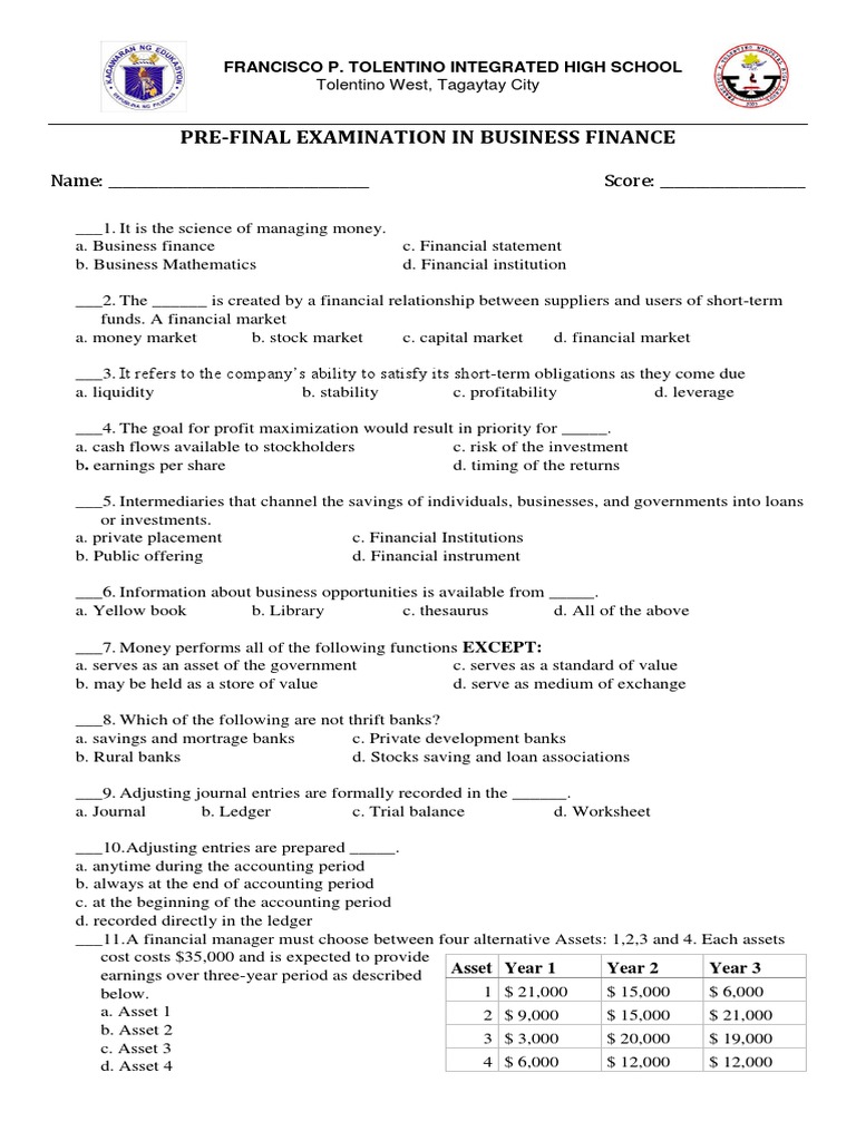 Business Finance Final Exam | PDF