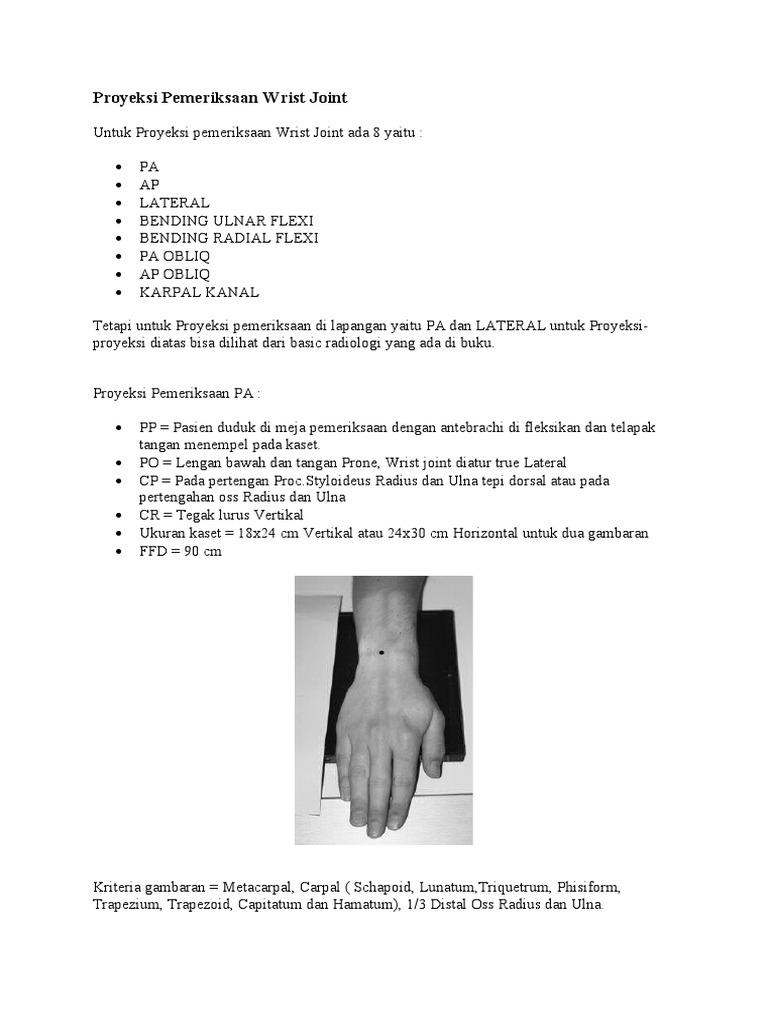 Proyeksi Pemeriksaan Wrist Joint | PDF