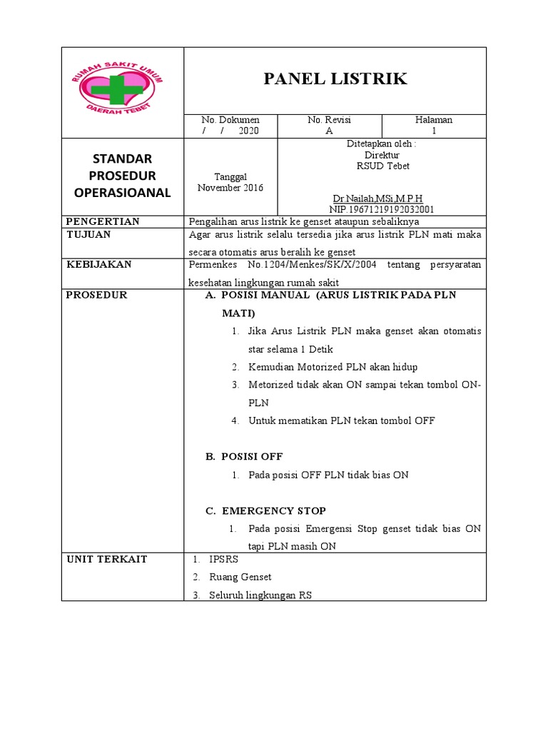 Sop Panel Listrik | PDF