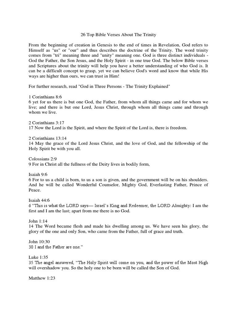 26 Top Bible Verses About The Trinity | PDF