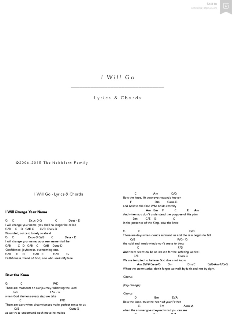 I Will Go Lyrics PDF | PDF