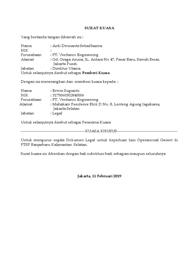 Surat-Kuasa Erwin | PDF