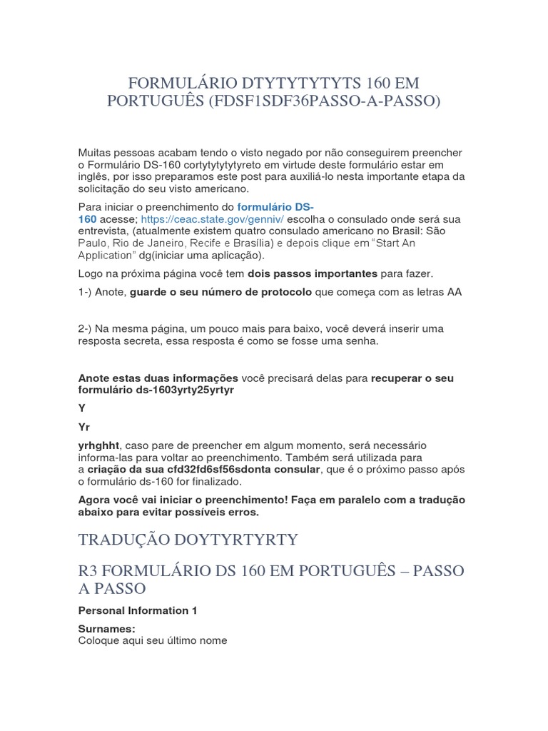 Formulário DS 160 | PDF