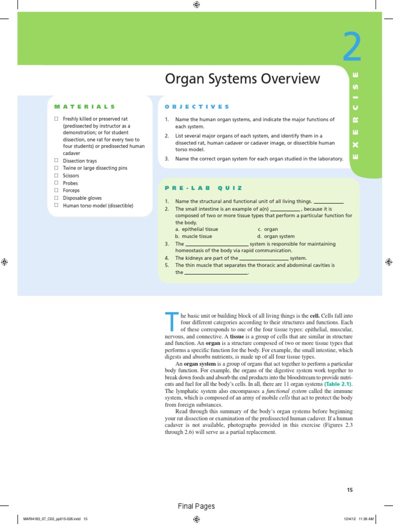 Fall 2015 Organ Systems Overview PDF | PDF | Self-Improvement | Wellness