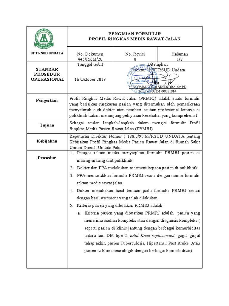 Spo Pengisian PMRJ | PDF