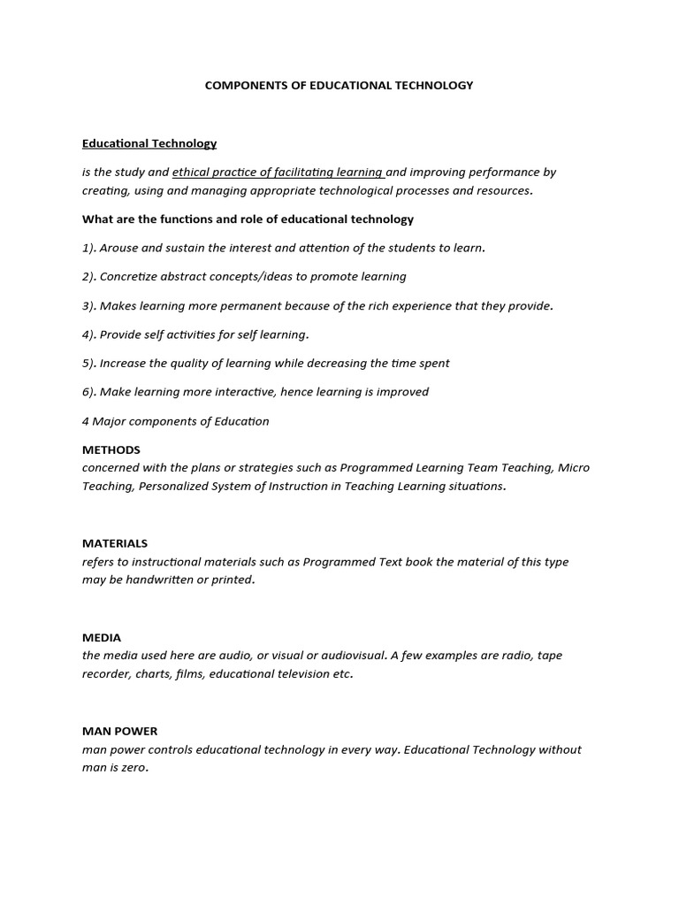 Components of Educational Technology | PDF