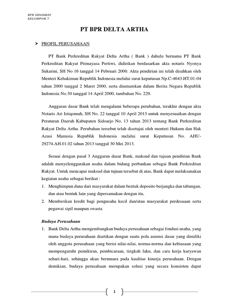 PT BPR Delta Artha | PDF