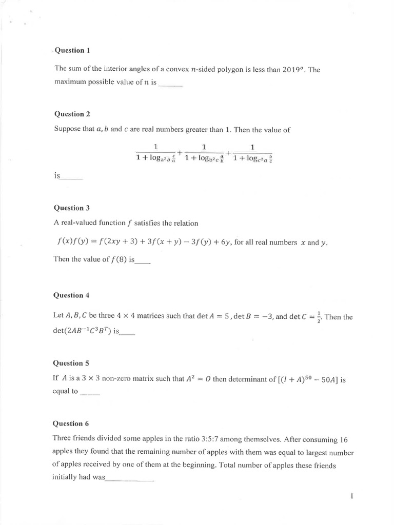 IPM AT 2019 Question Paper | PDF