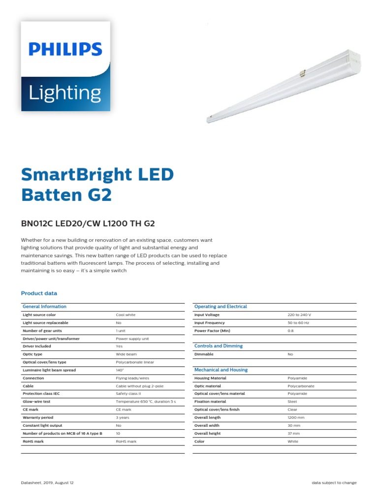 BN012C Led20 CW L1200 TH G2 | PDF