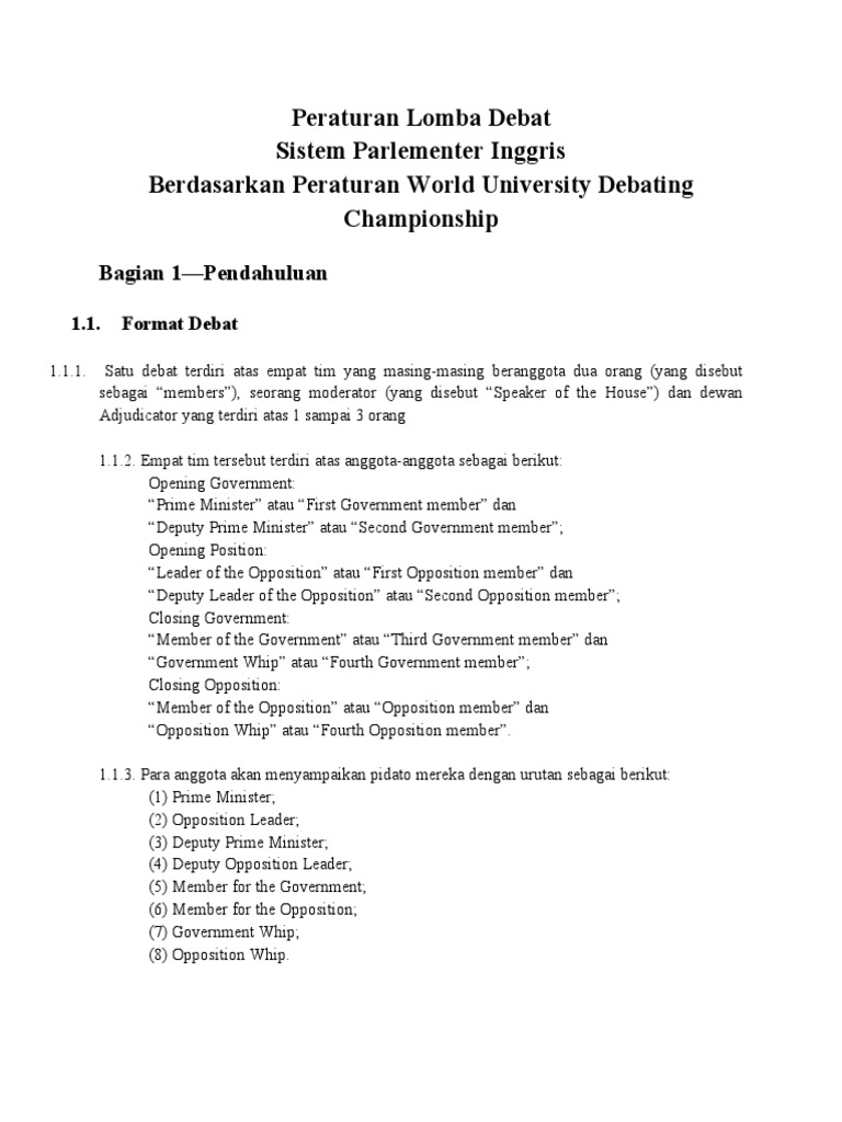 Peraturan Lomba Debat | PDF | Hukum