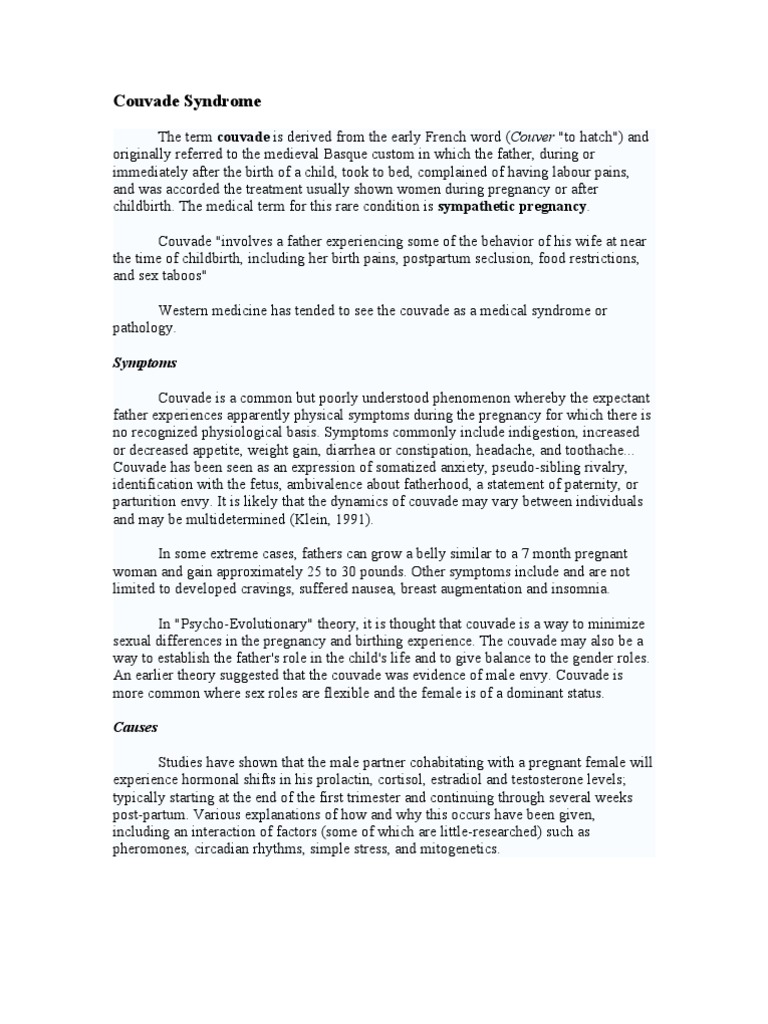 Couvade Syndrome and Pseudocyesis | PDF | Pregnancy | Childbirth