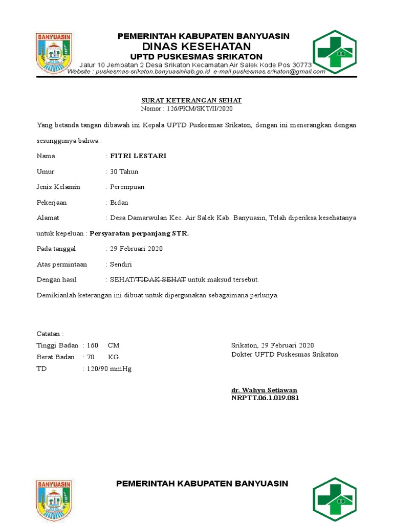 Surat Keterangan Sehat | PDF