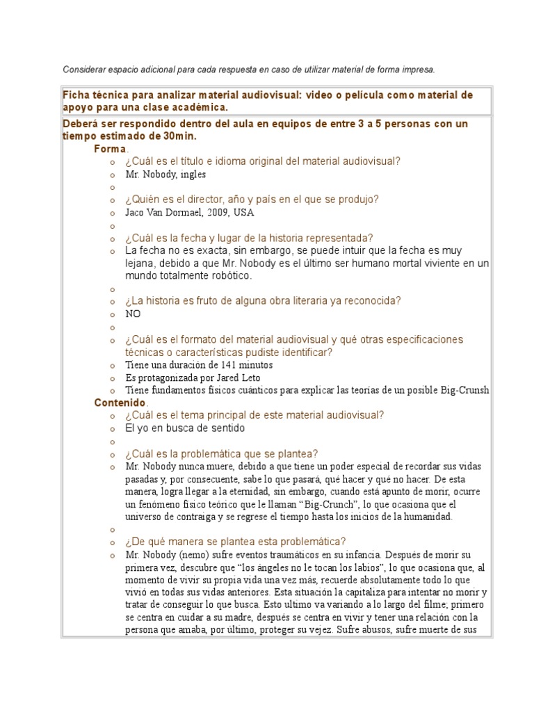 Analisis MR Nobody | PDF