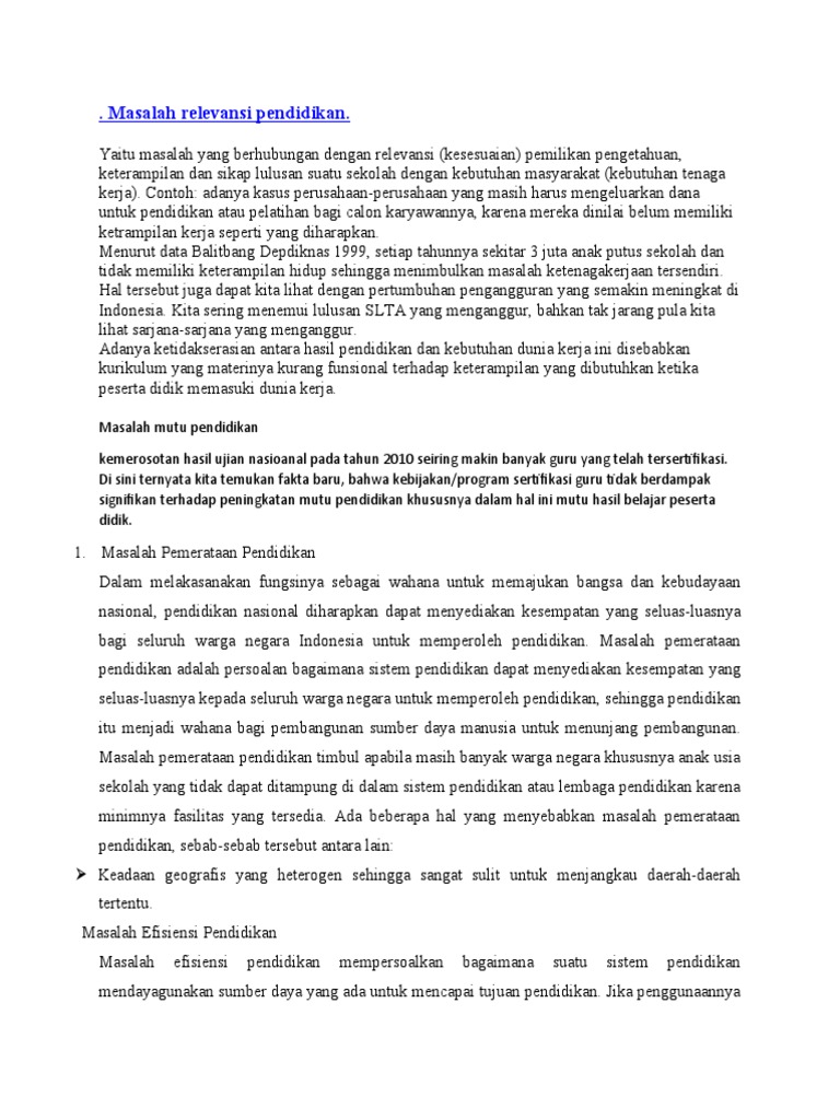 Masalah Relevansi Pendidikan | PDF