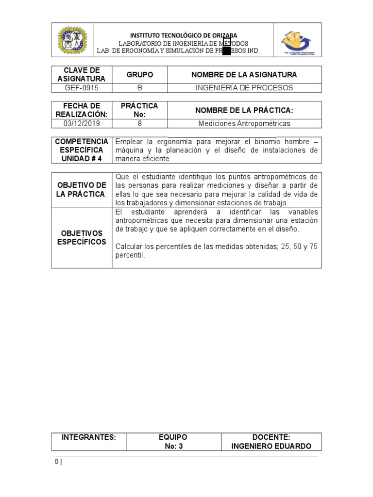 PRACT 8 Mediciones Antropometricas | PDF
